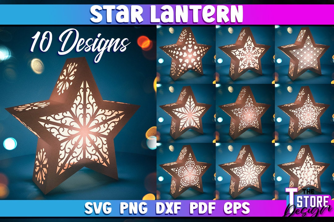 Star Lantern SVG Bundle | Paper Crafts | Paper Lamp SVG | Star Lantern ...