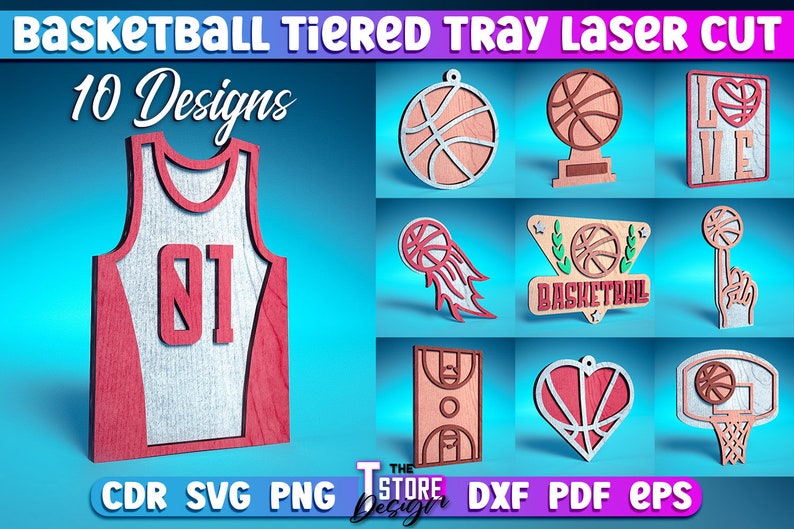Basketball Tiered Tray Laser Cut SVG Bundle | Sport Tiered Tray SVG ...