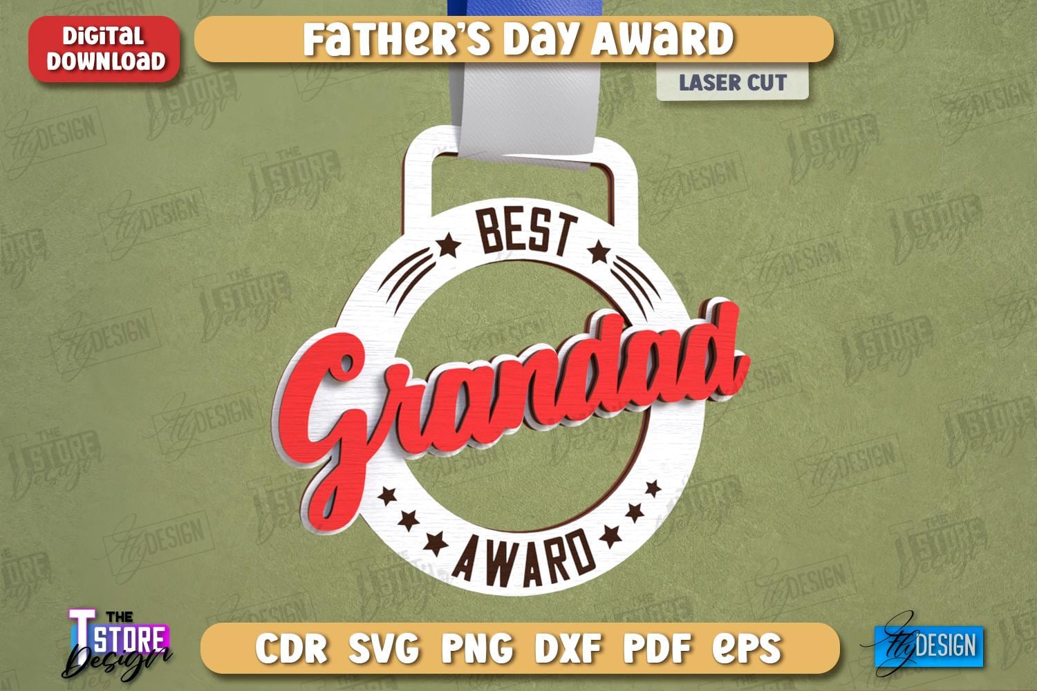 Father's Day Award Laser Cut Bundle, Father's Day Medal SVG, Medallion ...