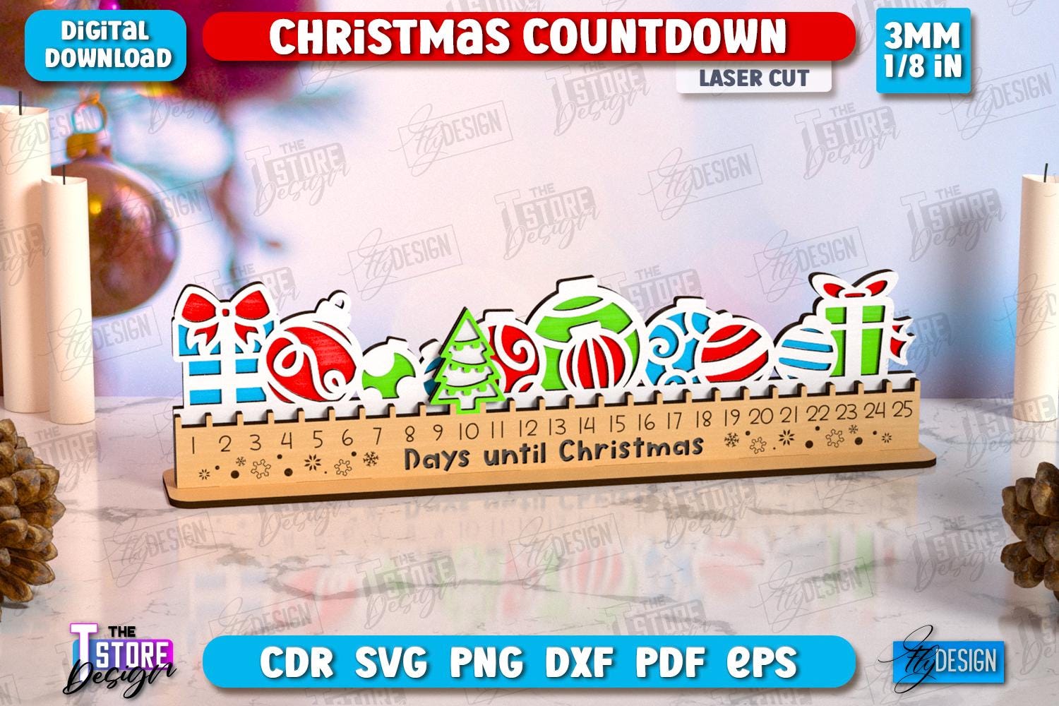 3d Christmas Countdown Laser Cut Bundle, Days Until Christmas Svg, Xmas ...