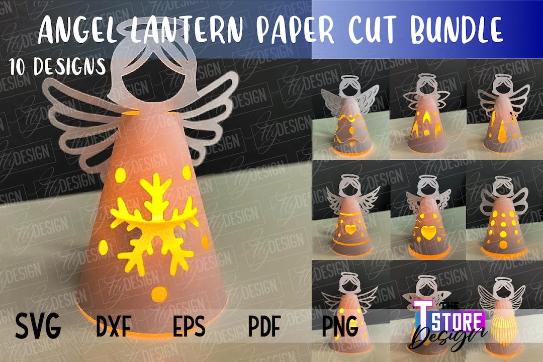 Angel Lantern SVG Bundle | Paper Crafts | Paper Lamp SVG | Angel ...