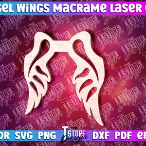 Angel Wings Macrame Base SVG / Angel Wings Laser Design / Wings Macrame ...