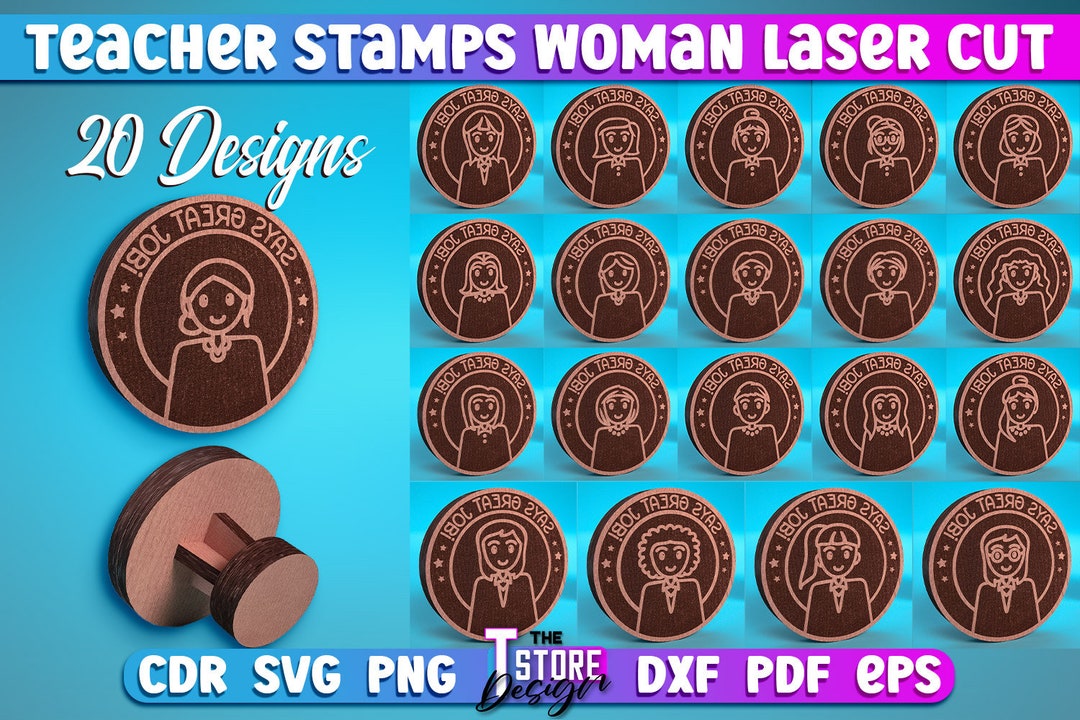 Teacher Stamps Woman Laser Cut SVG Bundle | Teacher Laser Cut SVG ...