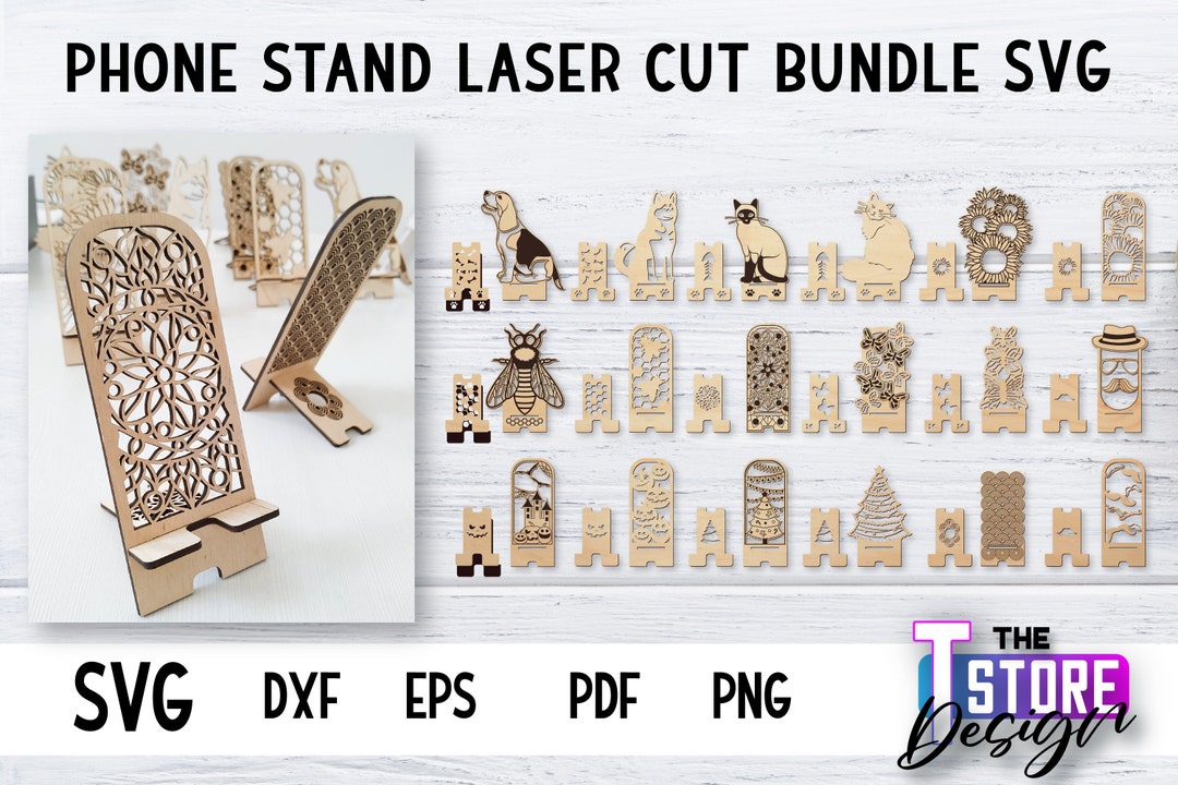 Phone Stand Laser Cut SVG | Cell Phone Stand SVG Bundle - Etsy