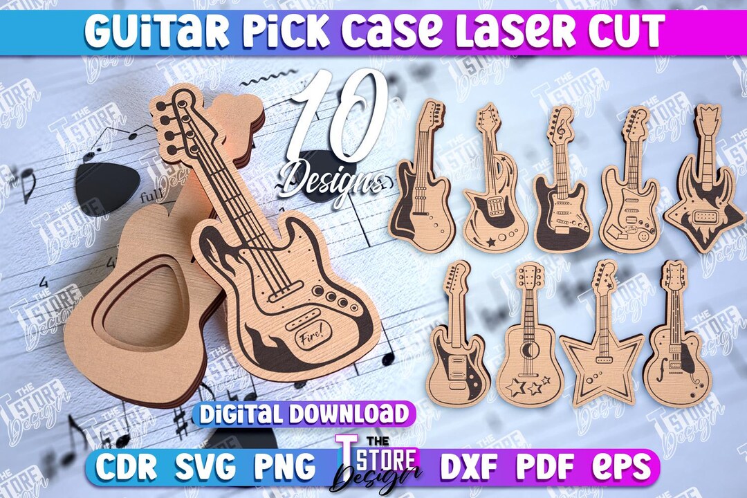 3D Guitar Pick Boxes Laser Cut Bundle, Guitar Pick Case Svg, Pick ...