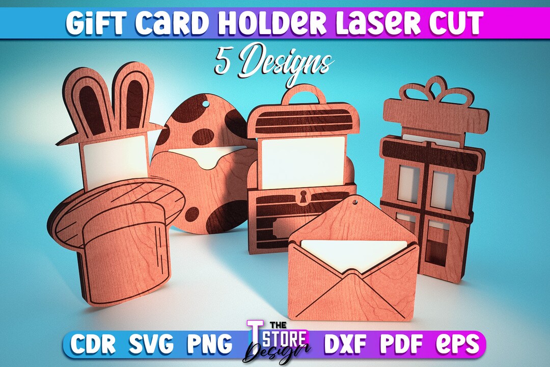 Gift Card Holder Laser Cut SVG Bundle | Card Holder SVG Design | Laser ...