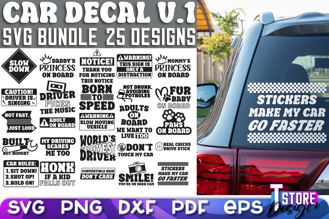 Car Stickers SVG Bundle | Car Decals SVG | Vehicle Decal SVG V.3 - Etsy