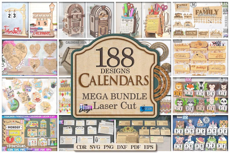 188 Calendars Laser Cut Mega Bundle, 3d Perpetual Calendar Laser Cut ...