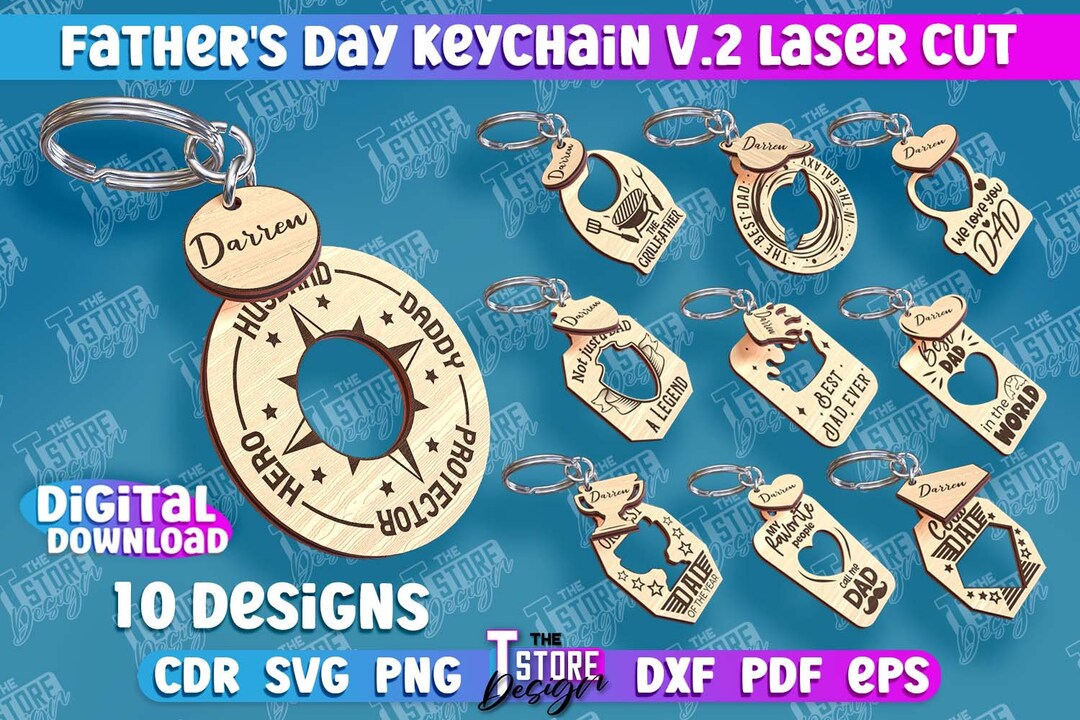 Father's Day Keychain Laser Cut Bundle | Dad Gift Lasercut | Tool ...