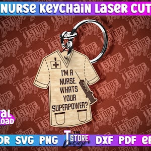 Nurse Keychain Laser Bundle | Nurse Design Laser Cut | Wooden Doctor ...