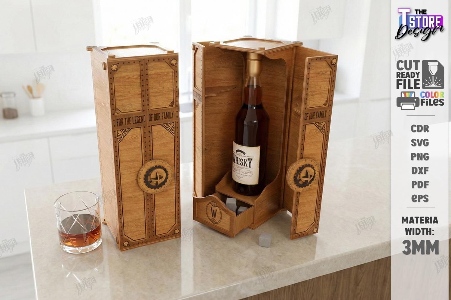 3d Wooden Whiskey Gift Box Laser Cut Bundle, Personalized Gift Box ...