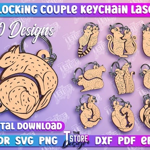 Interlocking Couple Keychain Laser | Wooden Couple Keychain | Matching ...