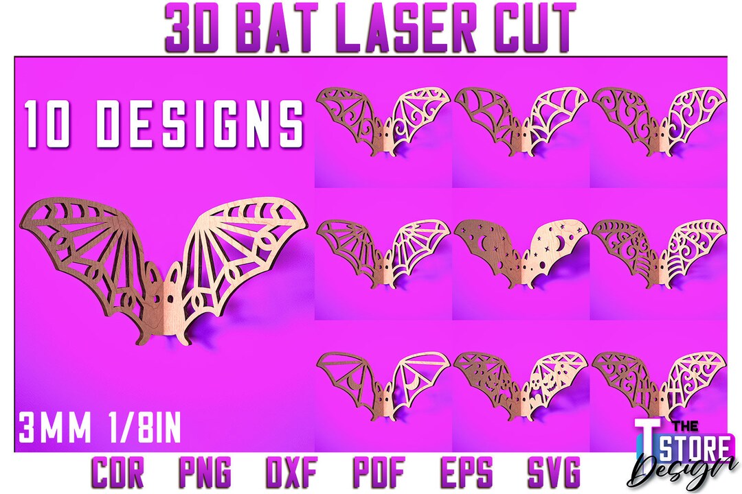 3D Bat Laser Cut SVG Bundle | Halloween Bat Laser Cut SVG Design | CNC ...
