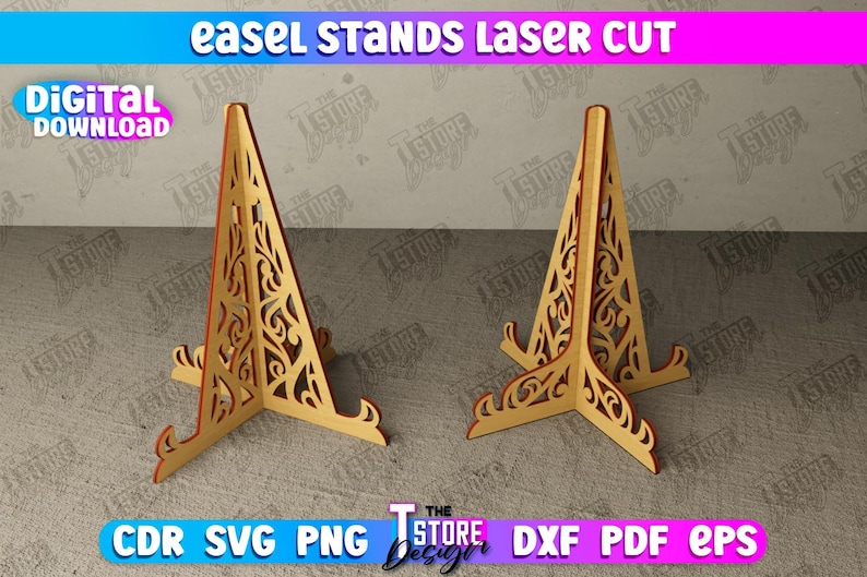Easel Stands Laser Cut Bundle, 3D Display Stands, Easel Display Stands ...