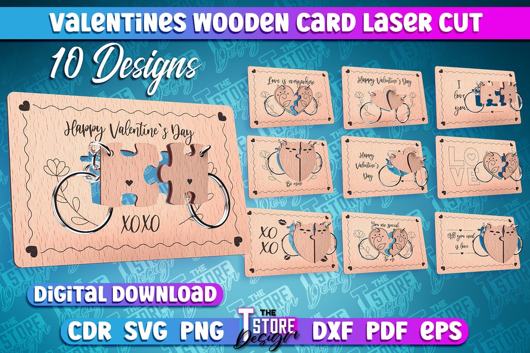 3D Valentines Day Puzzle Card. Couple Keychains. Keyring SVG ...