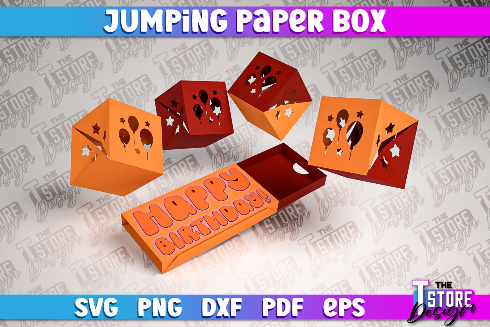 Jumping Paper Box SVG Bundle | Paper Crafts |pop up Gift Box SVG ...