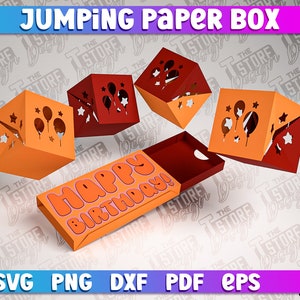 Jumping Paper Box SVG Bundle | Paper Crafts |pop up Gift Box SVG ...