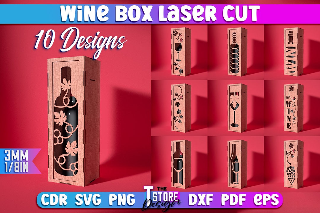 Wine Box Laser Cut Svg Bundle Wine Laser Svg Design Cnc Files Etsy