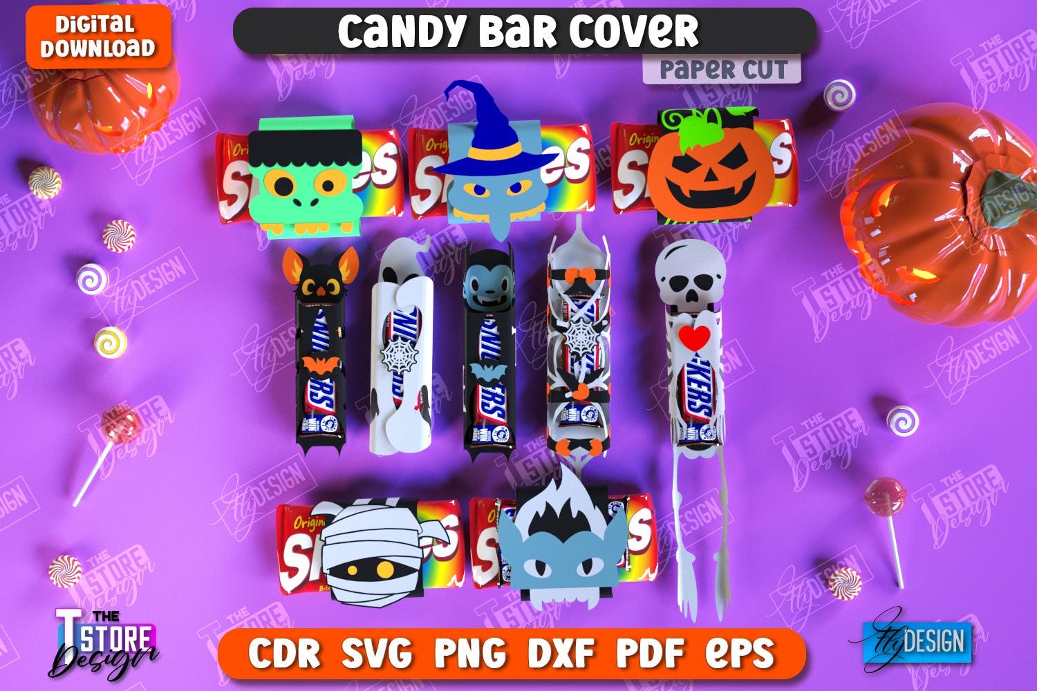 3d Candy Bar Cover Paper Cut Bundle, Halloween Paper Candy Covers Svg ...