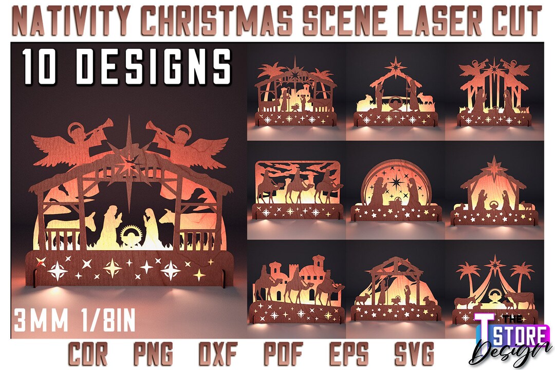 Nativity Christmas Scene Laser Cut SVG Bundle | Nativity Christmas ...