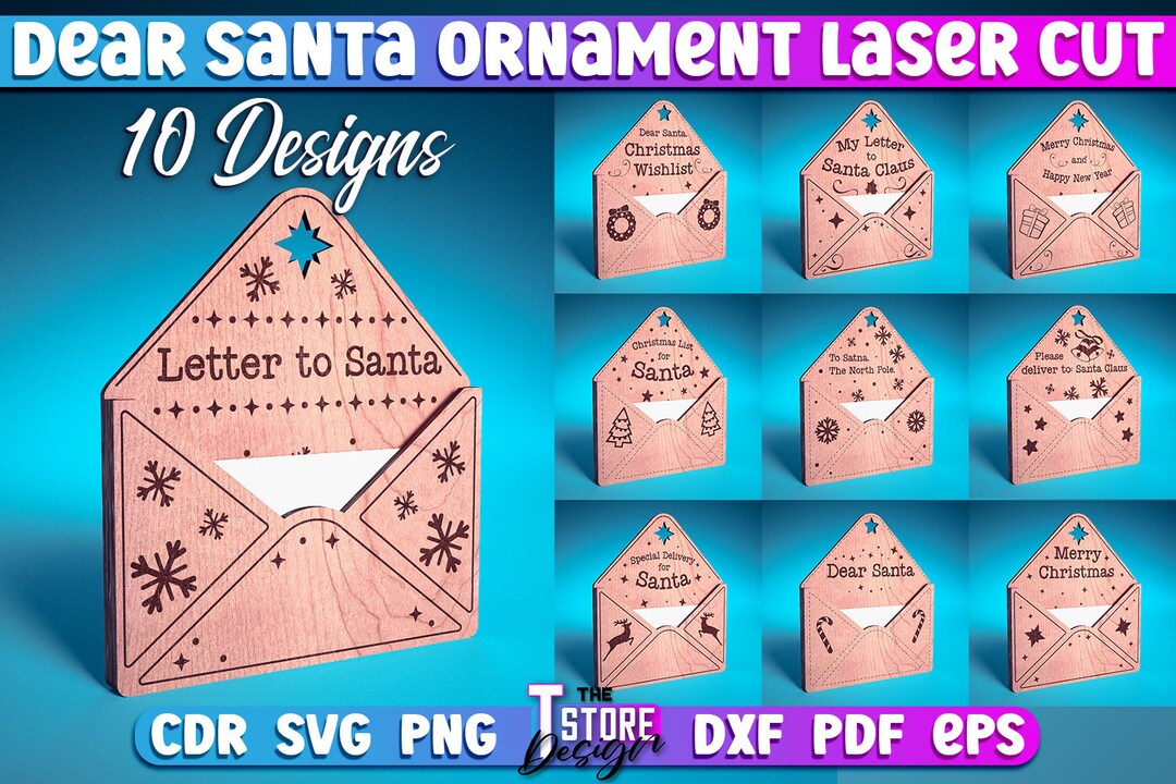 Dear Santa Ornament Laser Cut SVG | Christmas Laser Cut SVG Design ...