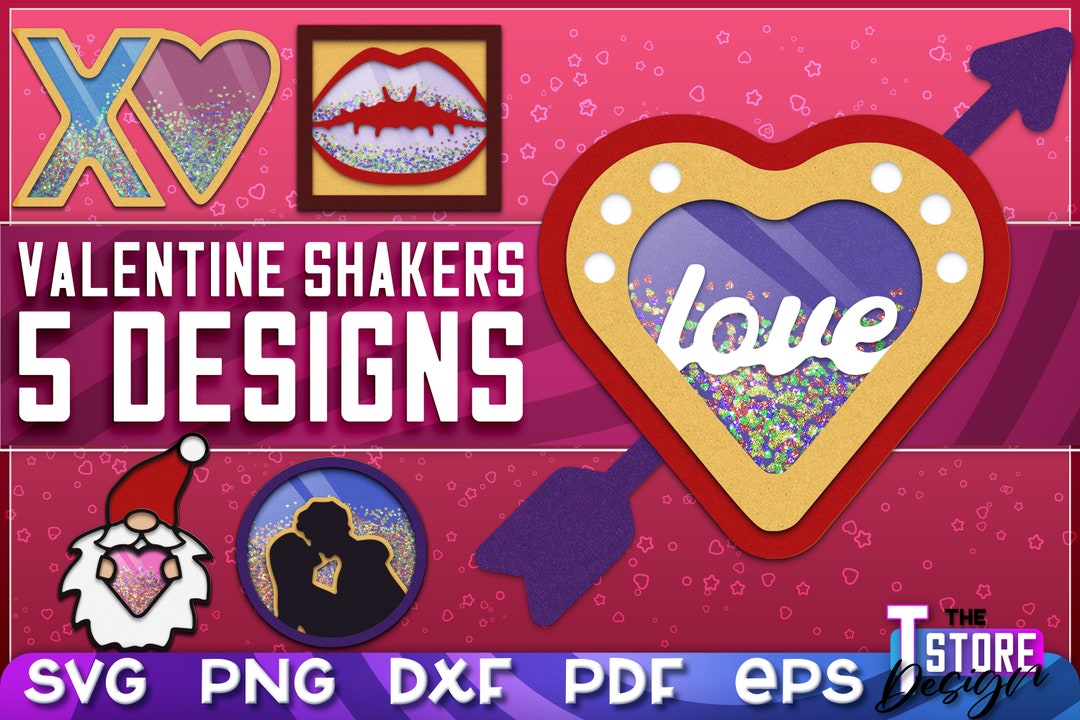 Valentine's Day Shakers SVG Bundle | Valentine Paper Cut Design ...