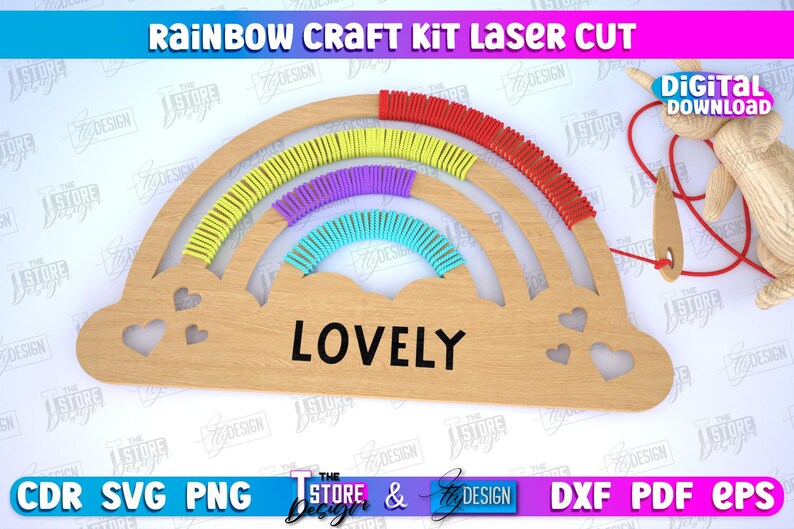 Rainbow Craft Kit Laser Cut Bundle, Kids Montessori Games, DIY Rainbow ...