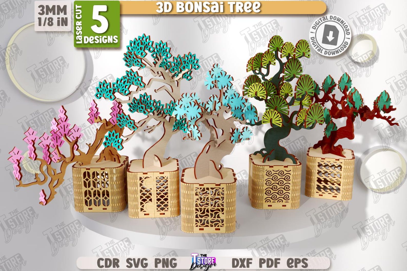 3d Bonsai Tree Laser Cut Bundle, Plant Decor Laser Cut, Multilayered ...