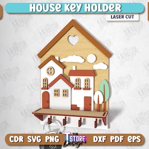 House Key Holder Laser Cut Bundle, House Shaped Key Hangers, Keychain ...