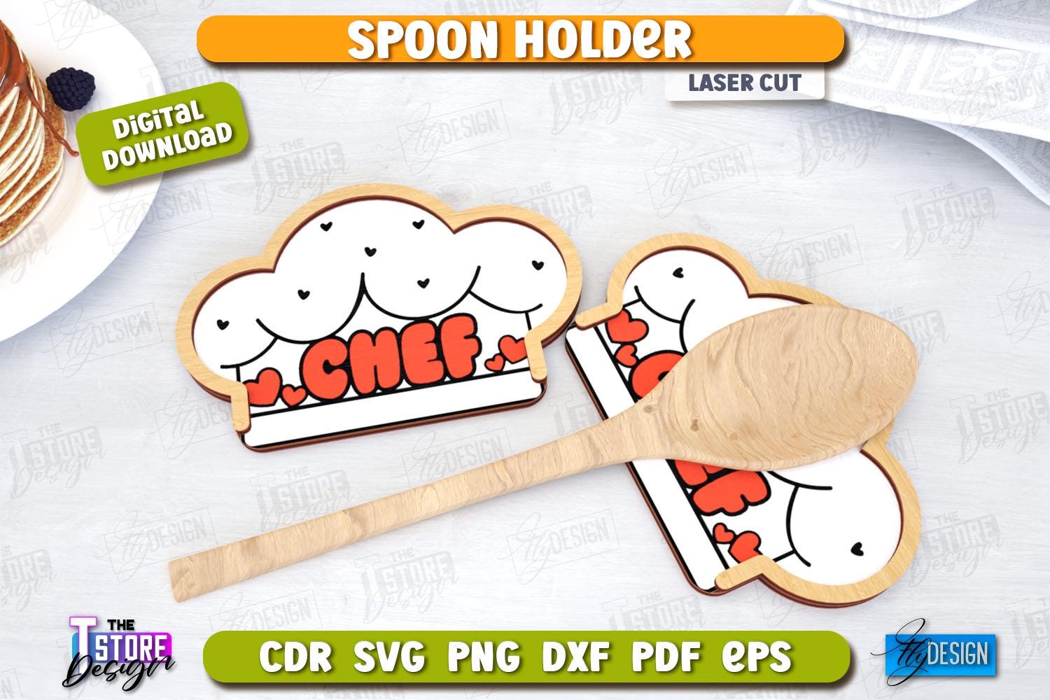 Spoon Holders Laser Cut Bundle, Kitchen Accessories SVG, Spoon Rest ...
