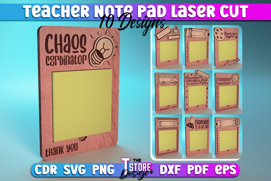 Teacher Note Pad Laser Cut SVG Bundle | Note Pad SVG Design | Laser Cut ...
