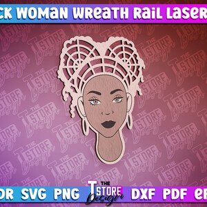 Wooden Diva Wreath Rail. Afro Head Rail. Black Woman Wreath Rail ...