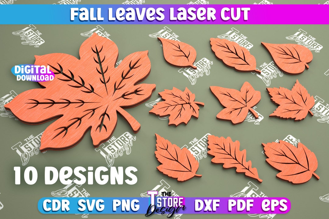 Fall Leaves Svg, Leaf Laser Cut Svg Bundle, Halloween Svg, Leaves Cut ...