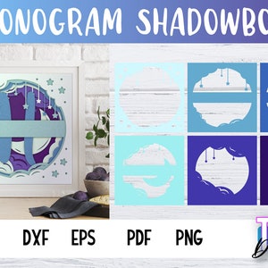 Monogram Shadow Box SVG Bundle | Alphabet Monogram SVG Design | Night ...