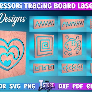 Montessori Tracing Board Laser Cut SVG Bundle | Tracing Board Design ...