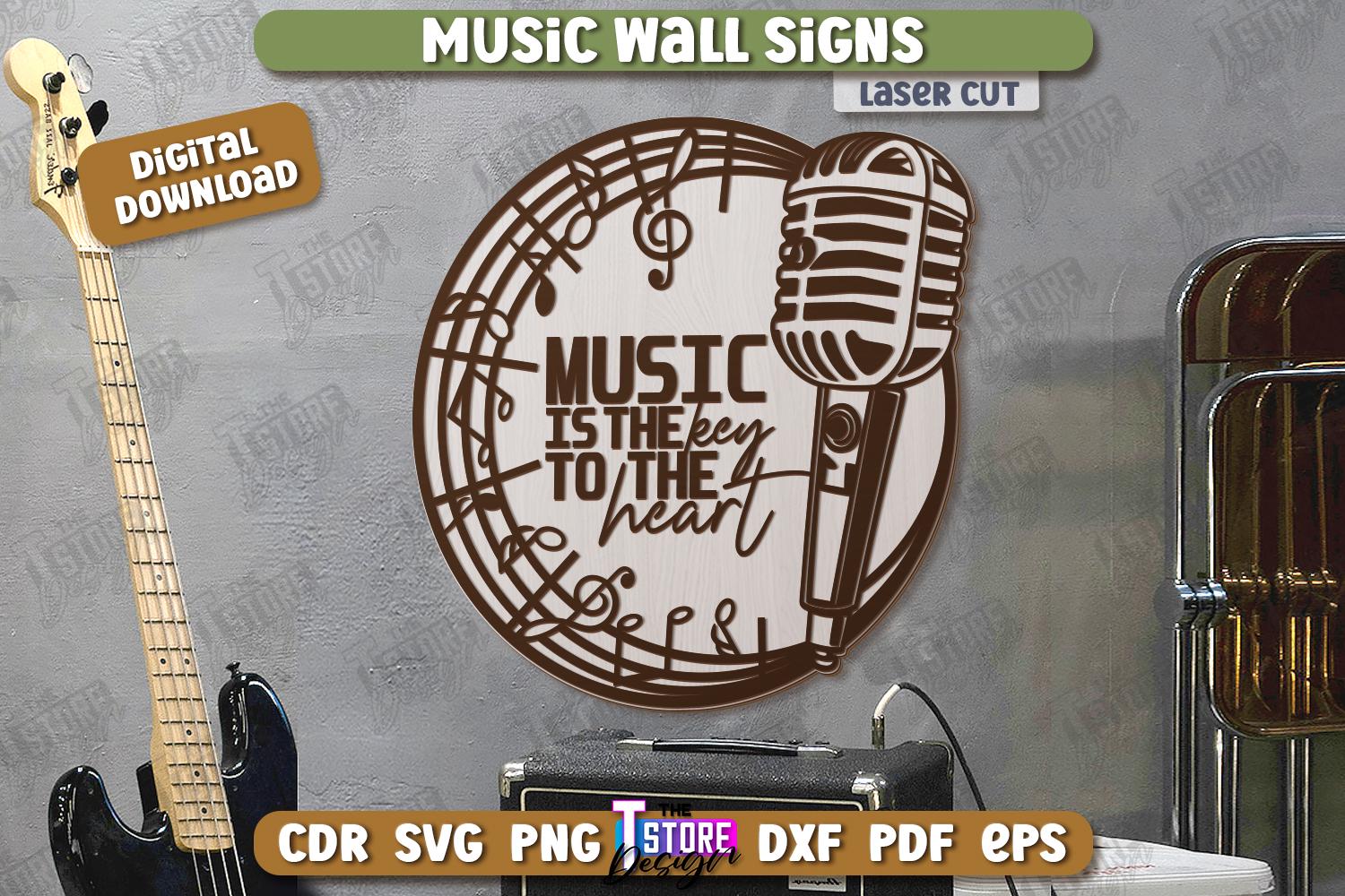 3d Music Wall Signs Laser Cut Bundle, Wooden Music Round Signs Laser ...