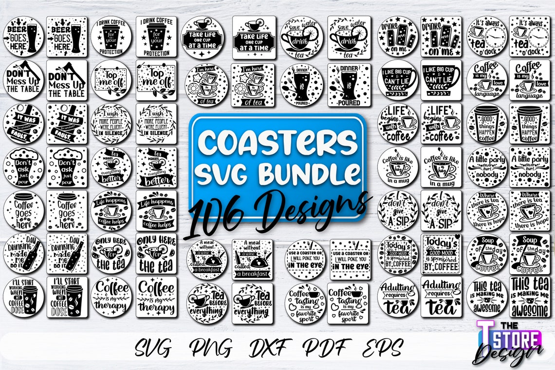 Coasters SVG Bundle Coffee Quotes Design Funny Quotes - Etsy