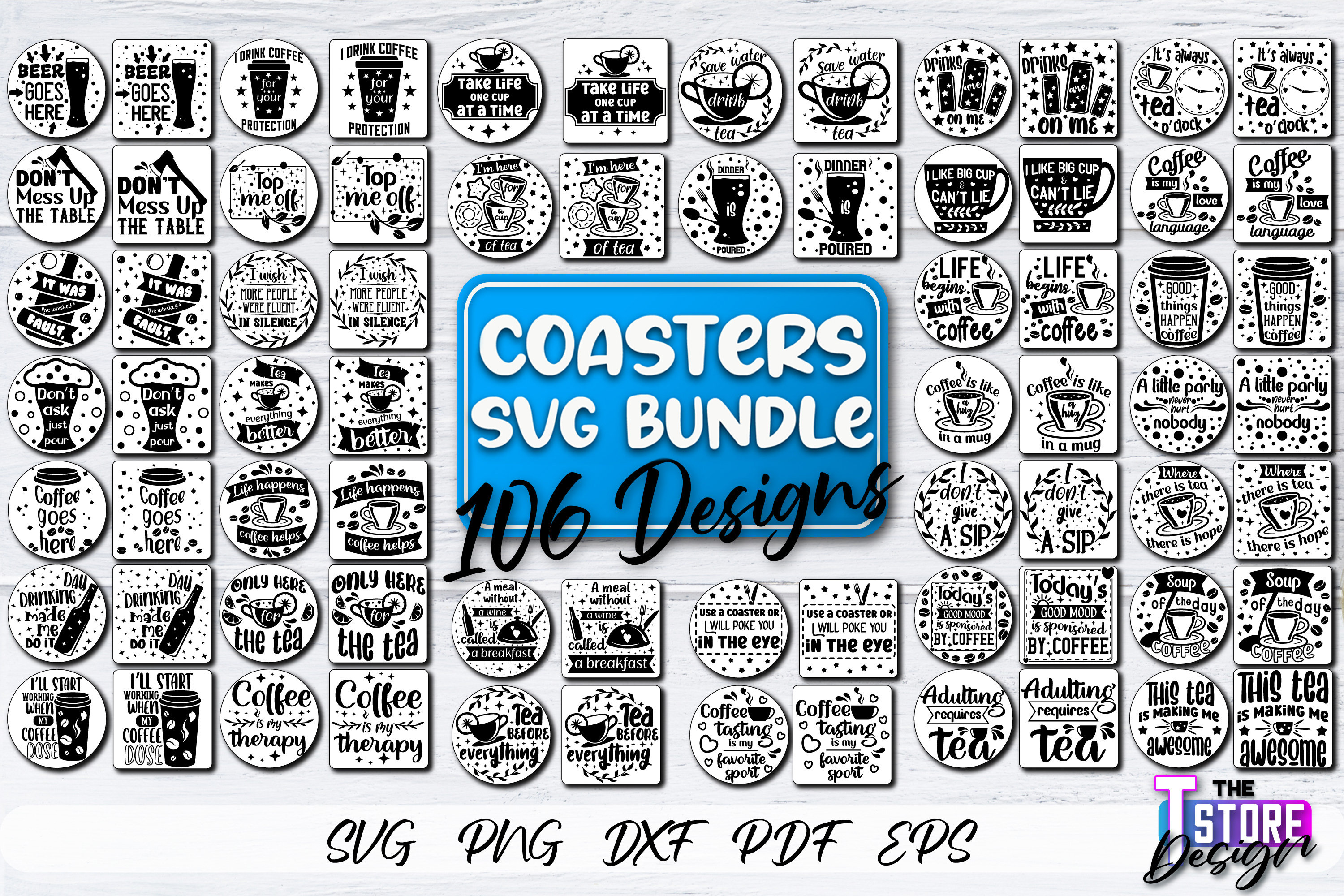 Coasters SVG Bundle | Coffee Quotes Design | Funny Quotes - Etsy
