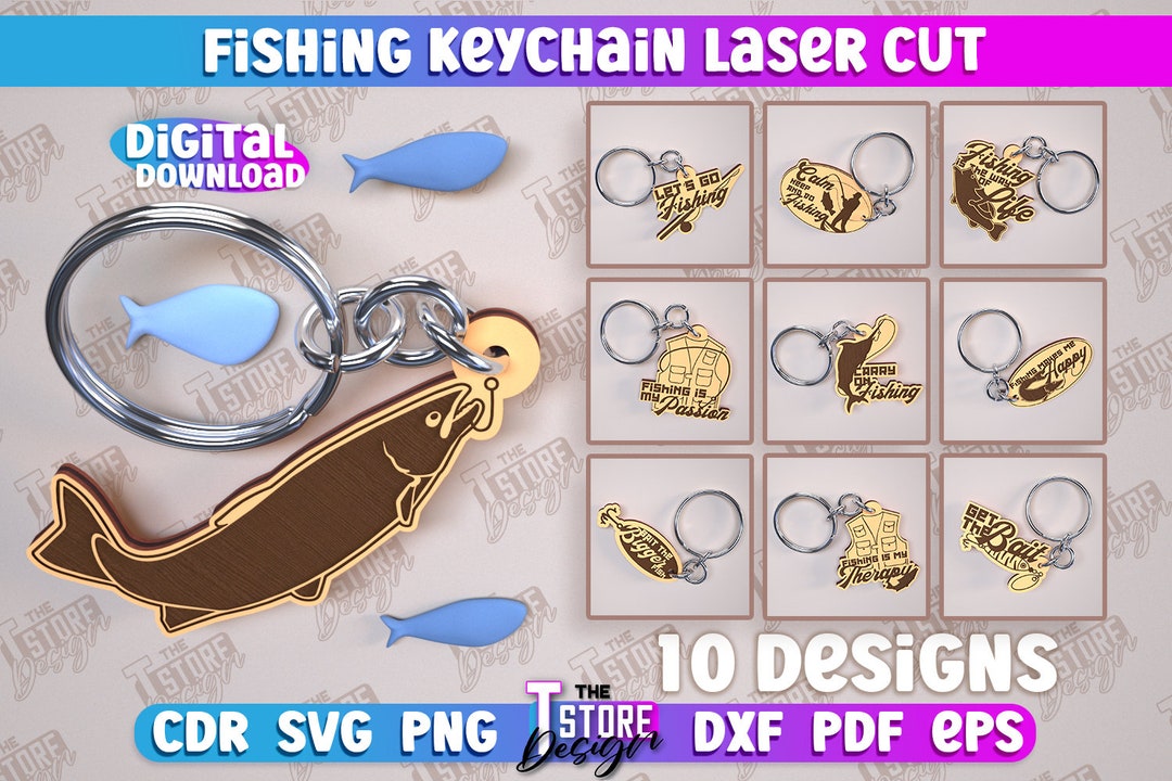 Fishing Keychain. Fishing Gifts for Men. Fishing Key Holder Lasercut ...