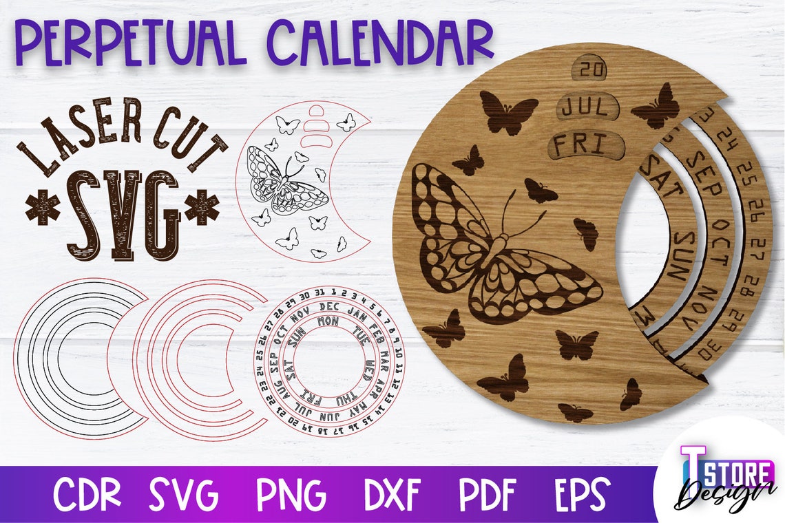Perpetual Calendar Laser Cut SVG Bundle Calendar SVG Design - Etsy
