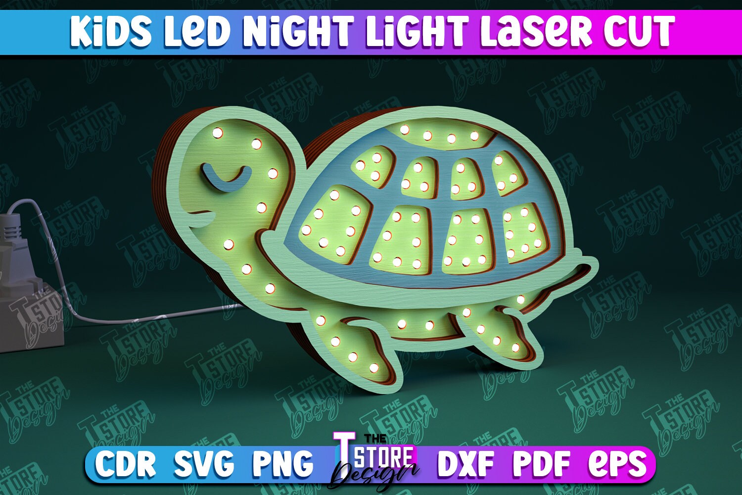 Kids Wooden Led Night Lamps Bundle | 3D Animals Led Light Box Lasercut ...