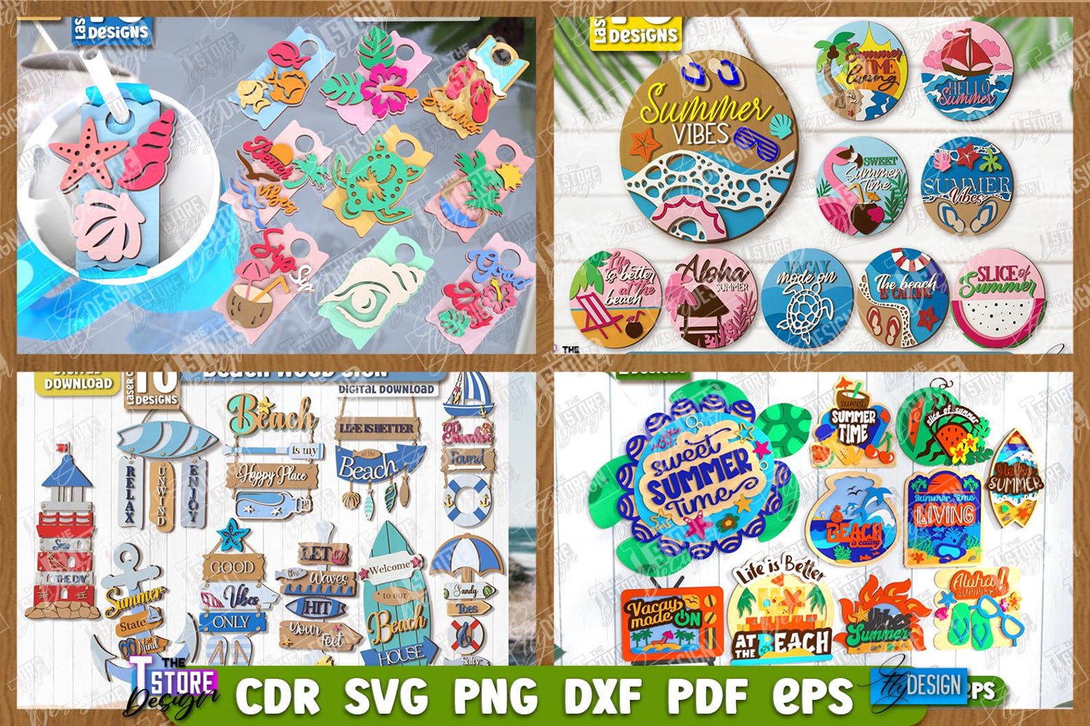 206 Summer Mega Bundle Laser Cut, 3D Beach Mega Bundle, Summer Wall Art ...