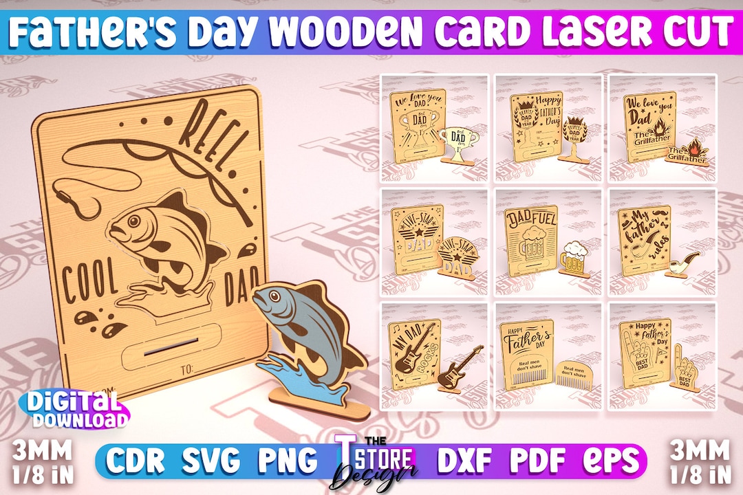 Fathers Day Wooden Card Lasercut | 3D Dad Pop up Cards | Father's Day ...