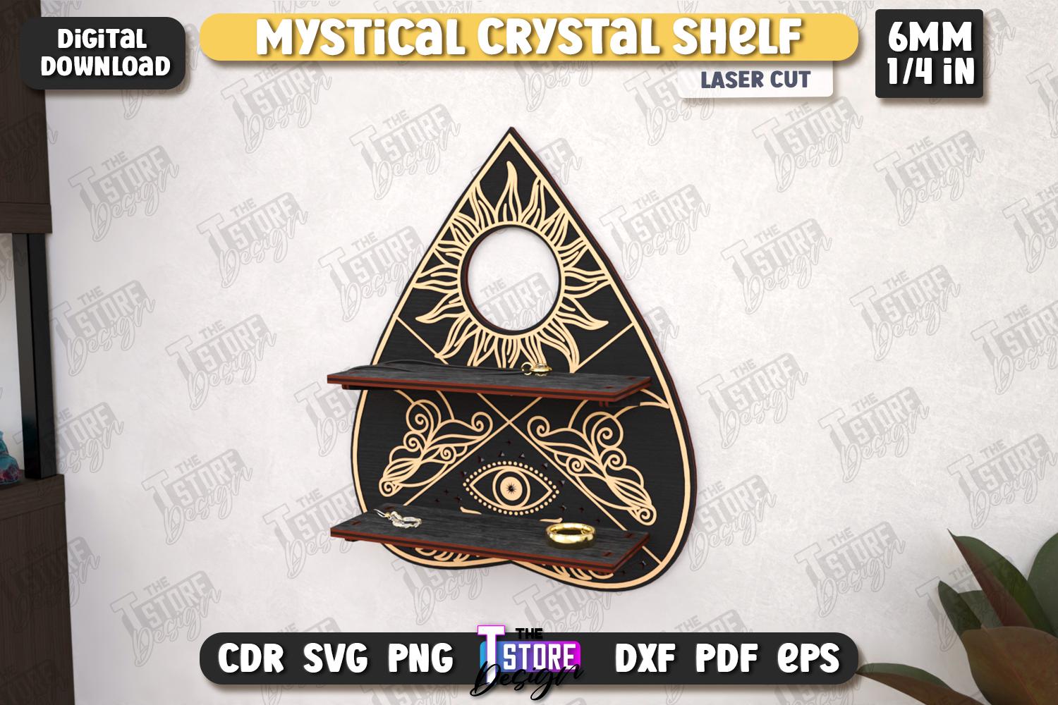 Mystical Crystal Shelves Lasercut Bundle, Wall Shelf, Mystical Design ...
