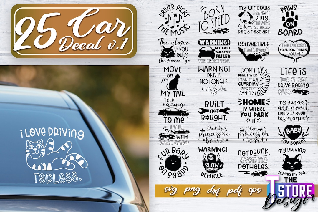 Car Stickers SVG Bundle | Car Decals SVG | Vehicle Decal SVG | Car ...