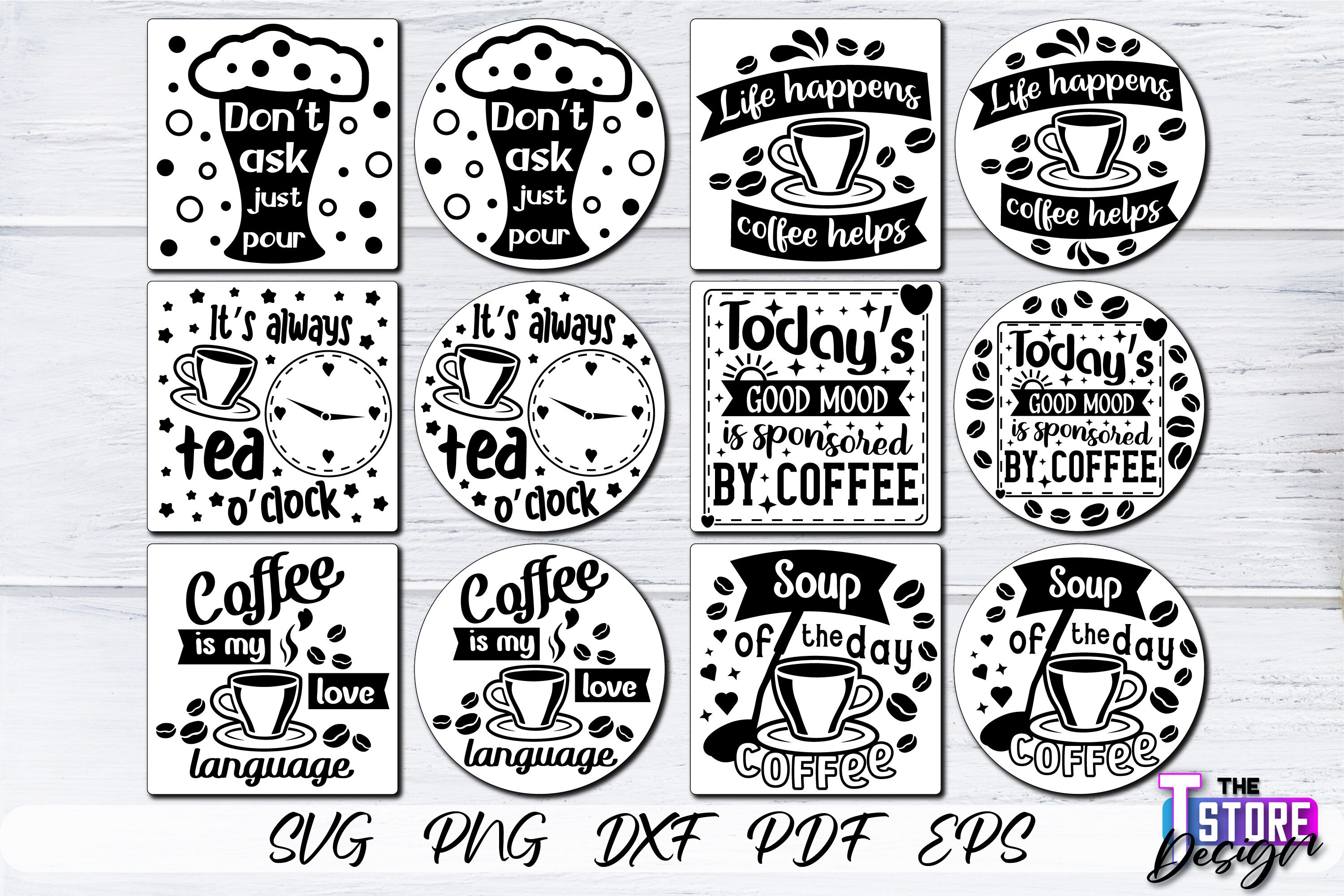 Coasters SVG Bundle Coffee Quotes Design Funny Quotes - Etsy Australia