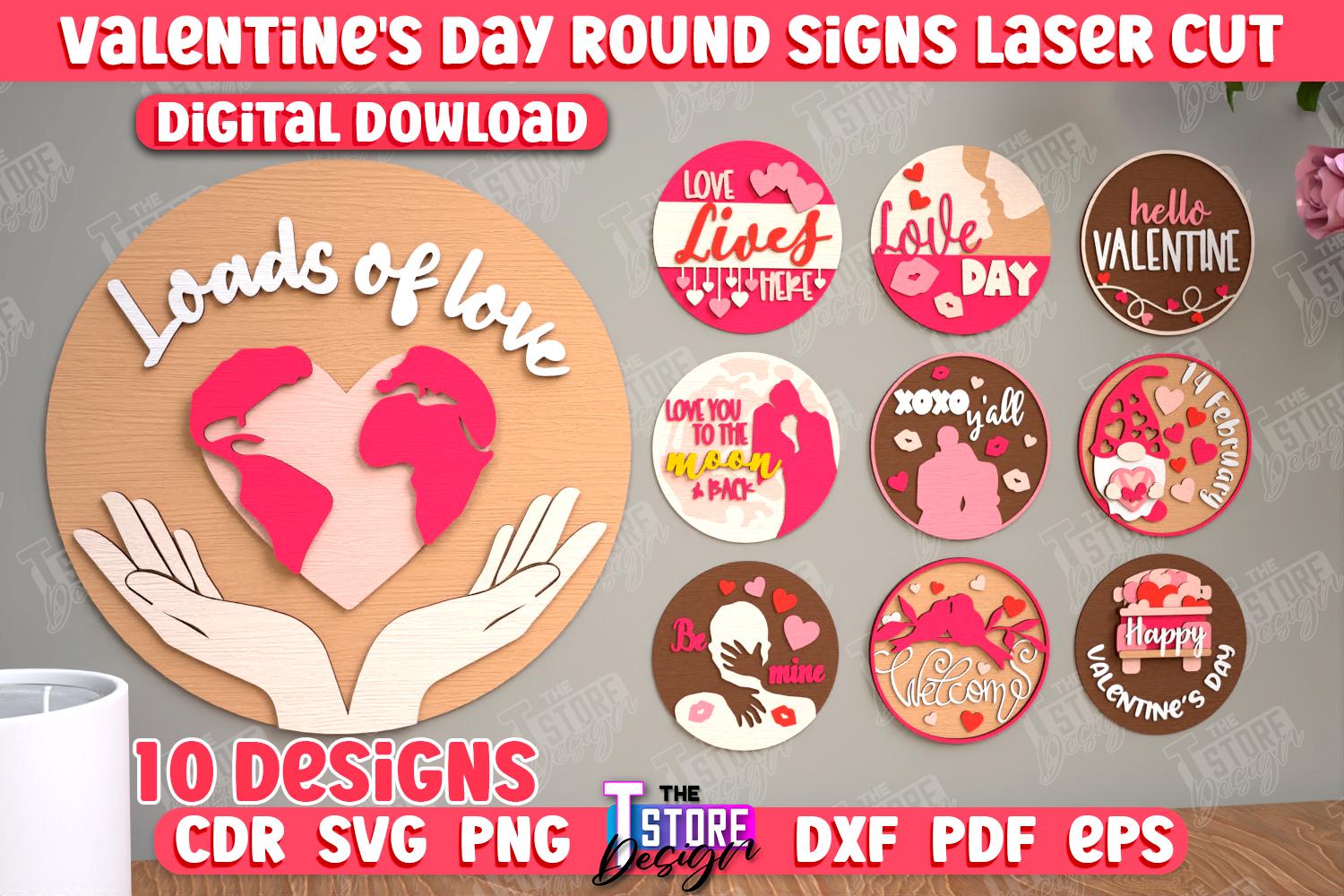 3D Valentines Day Round Signs Laser Cut Bundle, Round Signs Lasercut ...