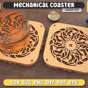 Mechanical Coasters Laser Cut Bundle, Kinetic Coasters Set Template ...