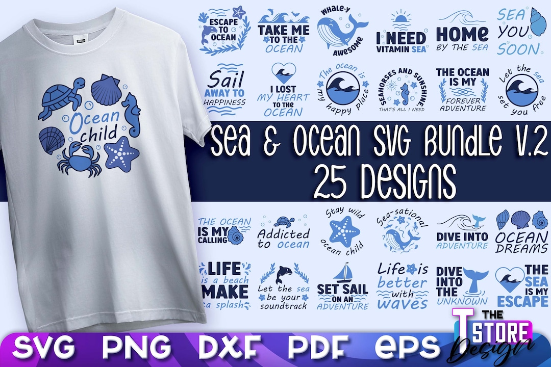 Sea & Ocean SVG Bundle Ocean Design SVG Funny Sea Quotes V.2 - Etsy