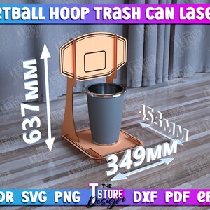 Basketball Hoop Trash Can Laser Cut, Office Basketball Trash Can ...